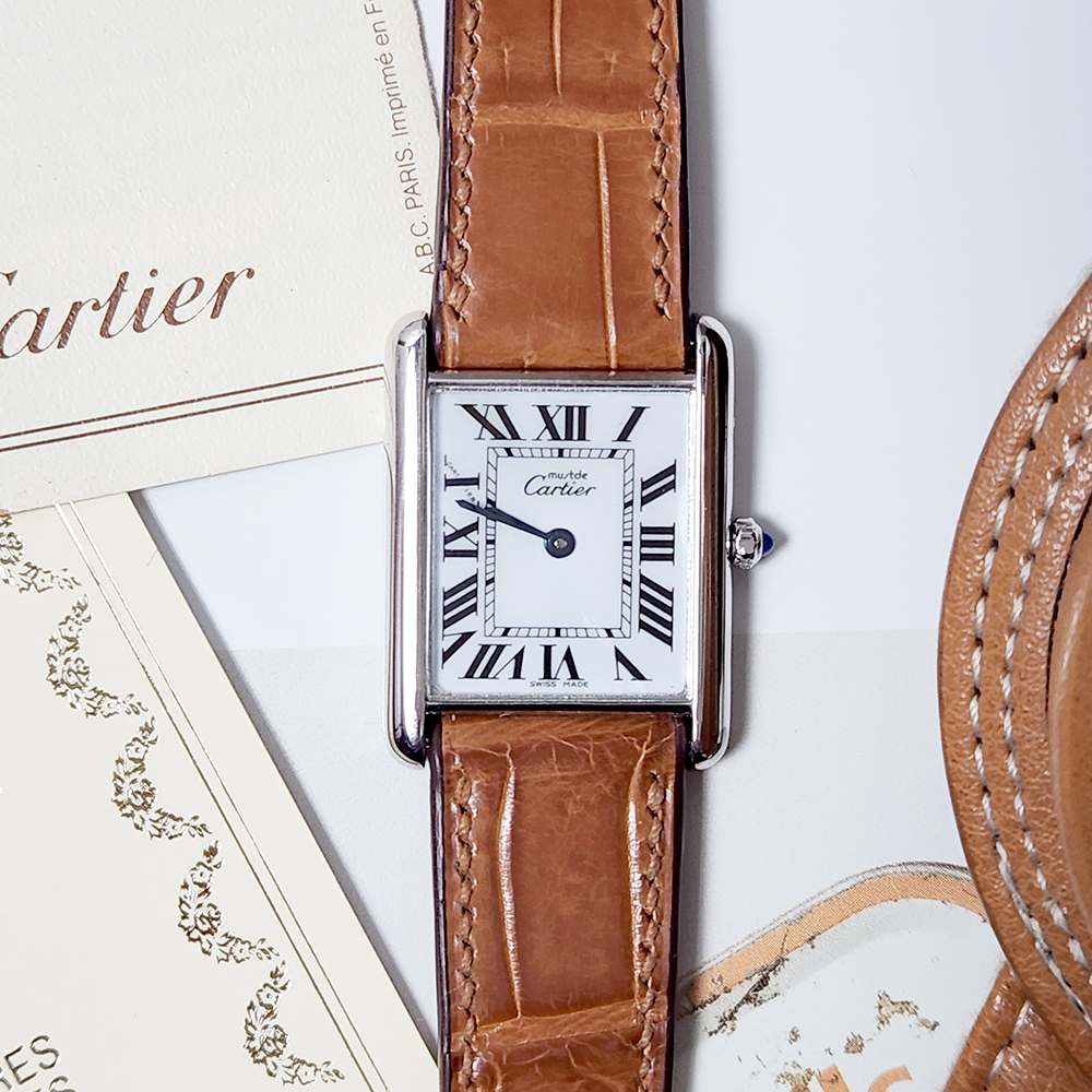 까르띠에 빈티지 탱크머스트 화이트다이얼 라지 남성용 쿼츠 - 구구스 정품