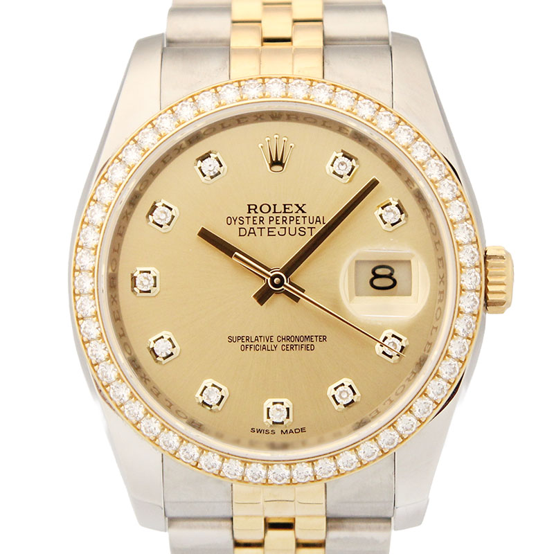 ROLEX 롤렉스 데이트저스트 116243 다이아세팅 옐로골드18K 콤비 36mm 시계 - 구구스 정품