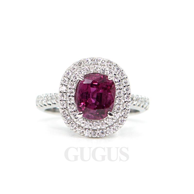 서울감별서) 천연루비 2.65ct & 다이아몬드 18K WG 반지(13.5호) - 구구스 정품